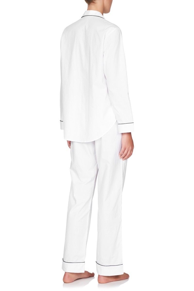 Classic Cotton Long Pyjama Set White with Navy Trim – Jasmine and Will